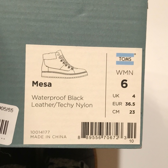 Toms | Shoes | Nwt Toms Mesa Waterproof Blck Leather Nylon Boot 6 ...